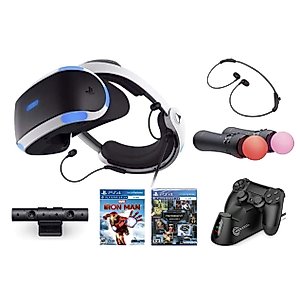 Newest Playstation VR Iron Man, Compatible with PS4 & PS5: VR Headset, Camera, Move Motion Controllers, Iron Man + Marxsol PS4 Controller Fast Charging Dock Bundle