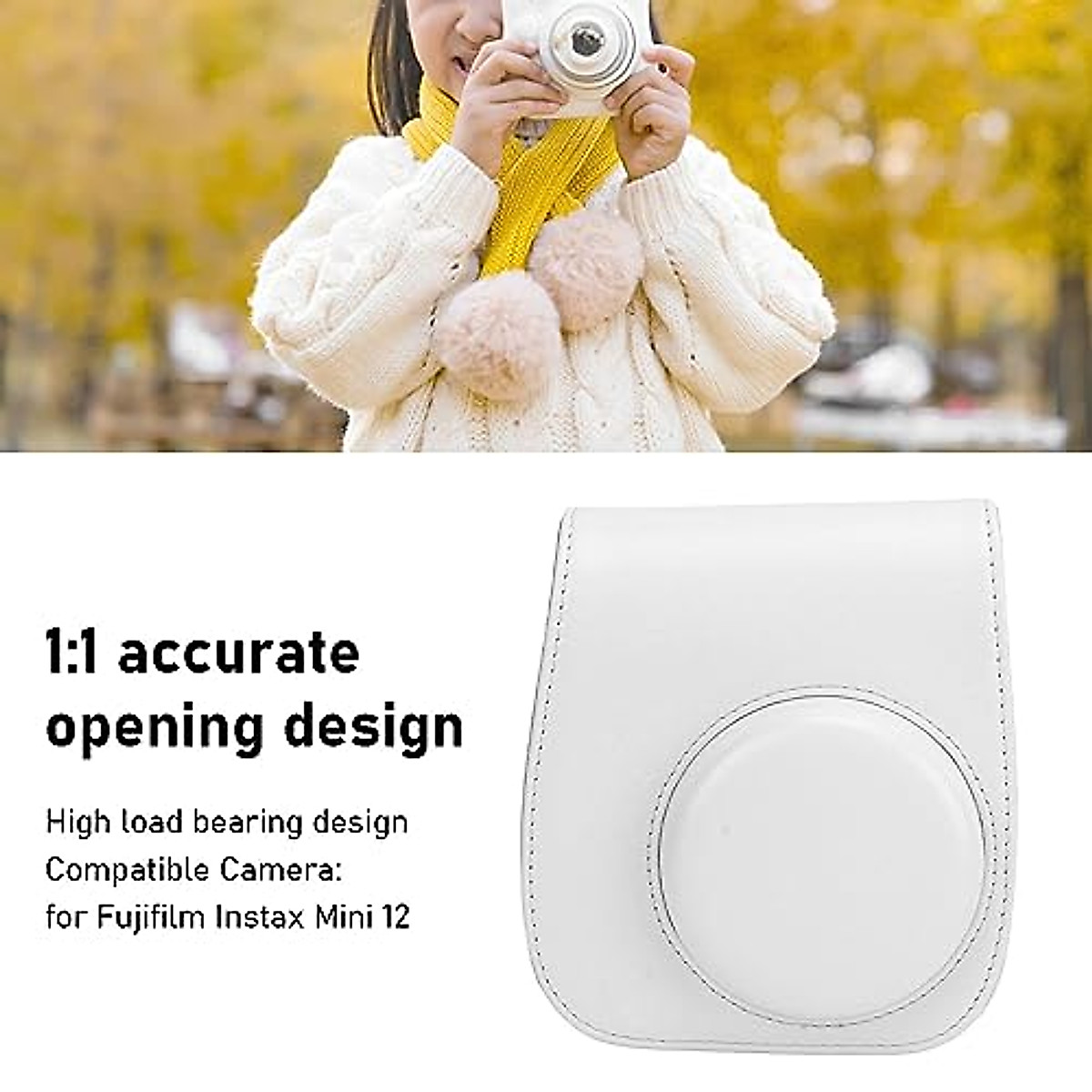 DAUZ Camera Case, SkinFriendly AntiScratch Adjustable Camera Bag with Stickers for Mini 12 (White)