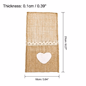 uxcell Burlap Lace Utensil Holders, 20Pcs Knife Forks Napkin Silverware Holder Bag Cutlery Pouch for Wedding Dinner Decor