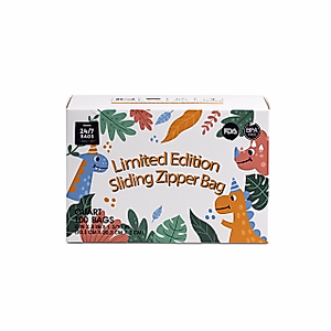 Quart Resealable Slider Food Storage Bags, 100 Count, Fun Designs, 4 Different Fun Patterns, Zero BPA, Lunch, Trips, Parties & More