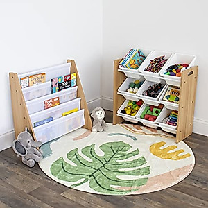 Humble Crew 9-Bin Toy Organizer, Natural Wood/White