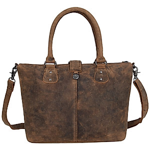 ANTONIO VALERIA Beck Brown Hunter Leather Top Handle Handbag for Women