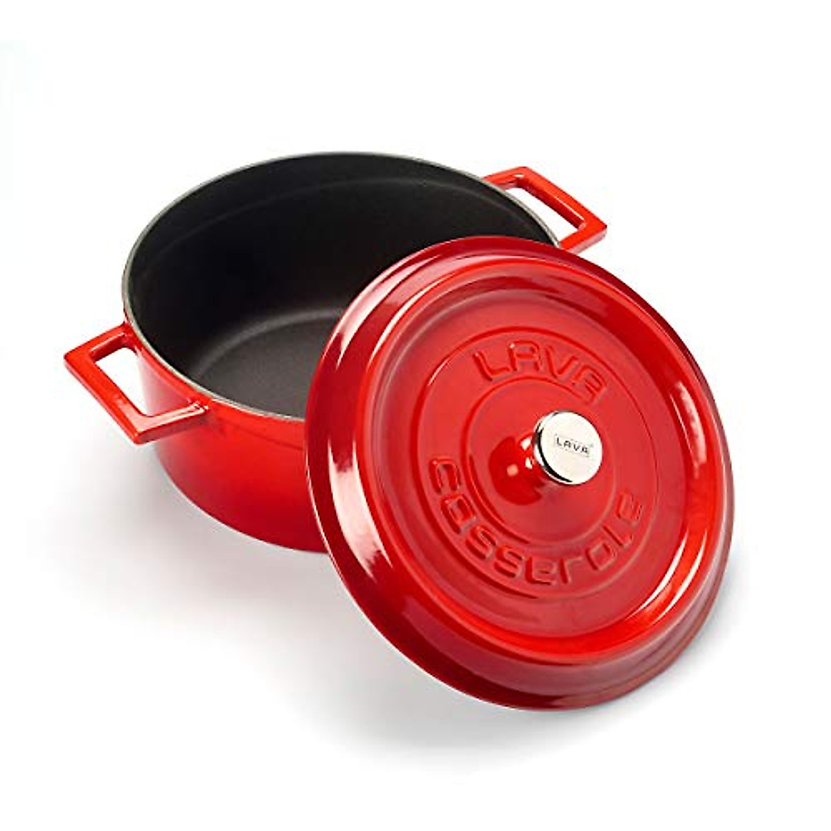 Lava Signature Enameled Cast-Iron Round Dutch Oven - 4-3/4 Quart, Cayenne Red