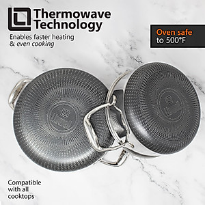 LIVWELL DiamondClad 3 Quarts Nonstick Hybrid Saucepan with Lid - Kitchen Gift - Nonstick Stainless Steel Saucepan - Hybrid Cookware Set - Heavy Stainless Steel Pot - Dishwasher Safe - PFOA-free