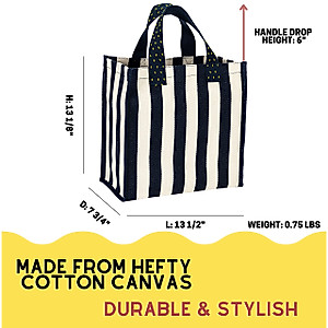 Aspenhagen Designs Heavy Duty Canvas Tote Bag w/Interior Coating for Easy Cleaning-Great Reusable Grocery Bag or Gift Bag