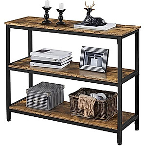 Yaheetech Industrial Console Table with Storage for Entryway, 3 Tier Sofa Table for Living Room, 40 Inch Long Narrow Foyer Table Hallway Table with Storage & Strong Legs, Rustic Brown