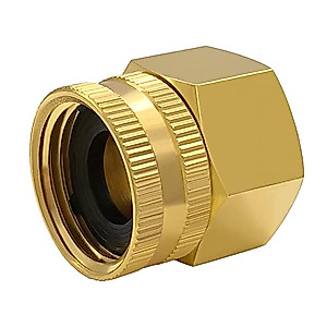 Hooshing 3PCS Brass Garden Hose Swivel Adapter Connector 3/4" GHT to 3/4" NPT Thread Double Female Garden Hose Adapter