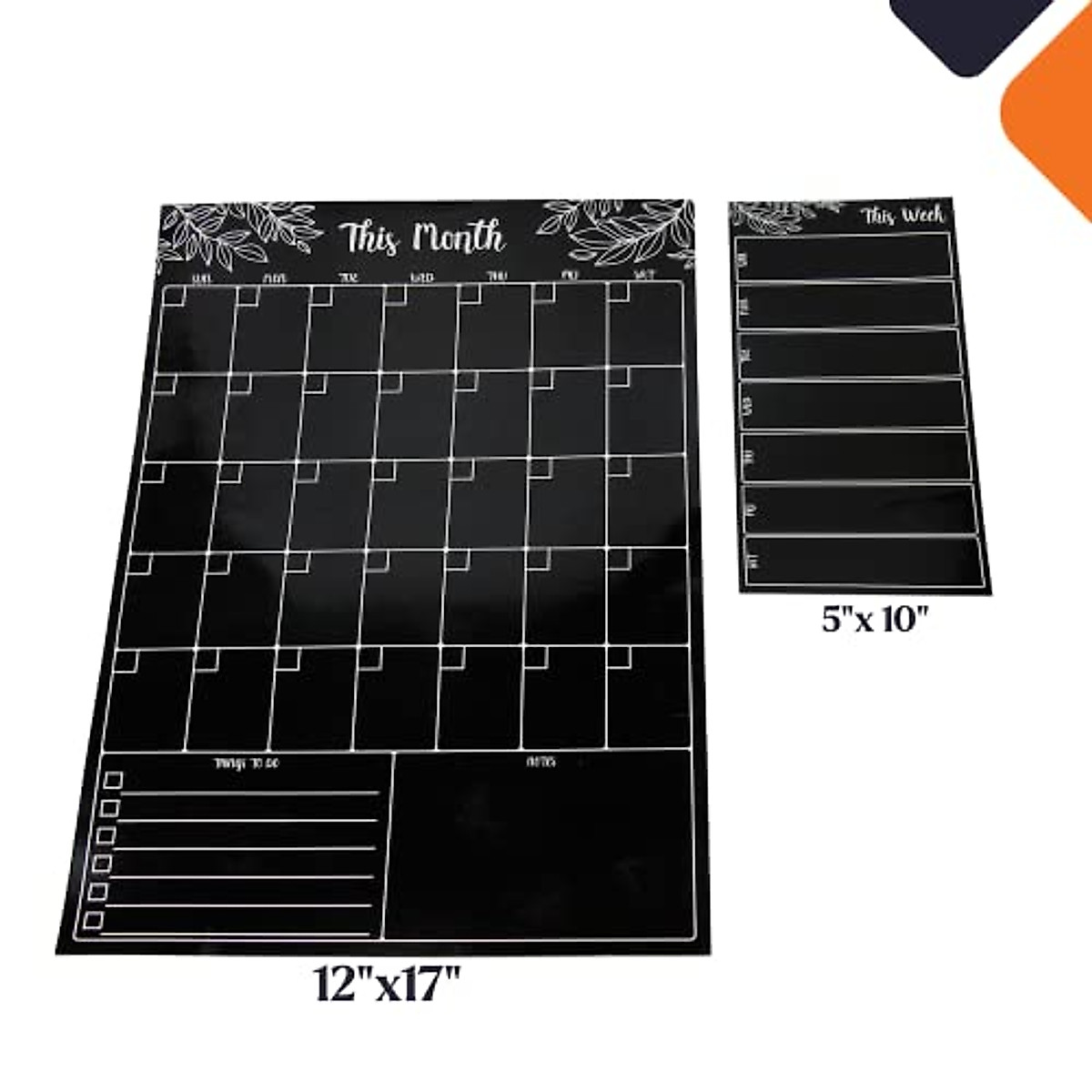 Magnetic Calendar for Fridge| 12” x 17” Monthly and 5” x 10” Weekly Reusable Planners| Magnetic Dry Erase Board Include 5 Dry Erase Markers and Eraser