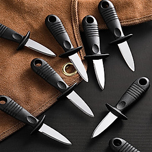 Minatee 30 Pcs Oyster Shucking Knife Stainless Steel Oyster Shucker Oyster Opener with Non Slip Handle for Clam Crab Kitchen Shrimp Shellfish Seafood Tools, 5.79 Inch (Black)