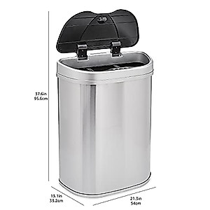 Amazon Basics Automatic Hands-Free Stainless Steel D-Shaped Trash Can, 70 Liter, 3 Bins