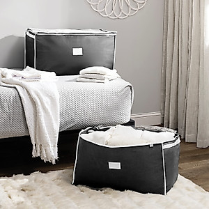 ZOBER Jumbo Storage Bag Organizer (2 Pack) Large Capacity Storage Box with Reinforced Strap Handles, PP Non-Woven Material, Clear Window, Store Blankets, Comforters, Linen, Bedding, Seasonal Clothing