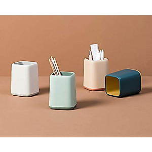 Cerpourt 2 Pack Desk Pen Holder,Two-Tone Cute Pen Cup Makeup Brush Holder,Durable Desktop Organizer Pencil Holder for Desk,Vanity Table,Office Supplies (Blue)