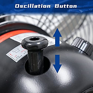 HICFM 5000 CFM 20 inch Heavy Duty High Velocity Pedestal Oscillating Shroud Fan with Powerful 1/5 Motor, 6ft Power Cord and Oscillation for Workshop, Garage, Commercial or Industrial rooms - UL Listed