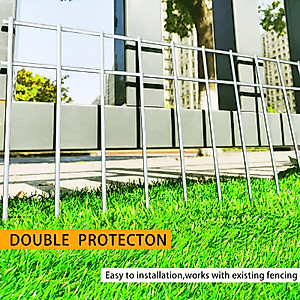 Adavin White Animal Barrier, 10 Pack 20in(L) X10in(H) No Dig Fence, Dog Digging Fence Barrier Rabbit Fence Protector, Galvanized Steel Stakes 2 inch Spike Spacing, Outdoor Yard Patio.Total 17 Ft(L)