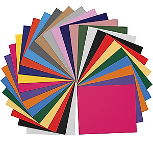 Kassa 30-Piece Heat Transfer Vinyl Sheets | 23 Colors in 12" x 10", Teflon Sheet & Weeding Tool Included | Compatible with All Cutting Machines | Ideal for Pressing on T-Shirts, Clothing & Textiles