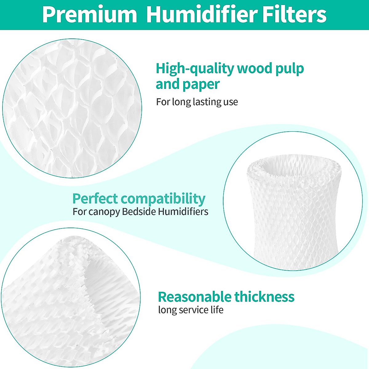 Gazeer Humidifier Replacement Filter Compatible with Canopy Bedside and Nursery Humidifier,Made with Wood Pulp, Paper Filter, 6-Pack