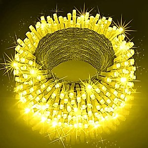 Heceltt Christmas Lights Outdoor, 197ft 500 LED Fairy Lights, Plug in with 8 Modes Waterproof String Lights, Clear Wire UL Listed for Home Garden Yard Patio Tree Party Holiday Xmas Decor - Warm White