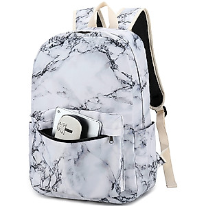 School Backpack Teen Girls Lightweight College Waterproof School Laptop Casual Backpack (Marble)