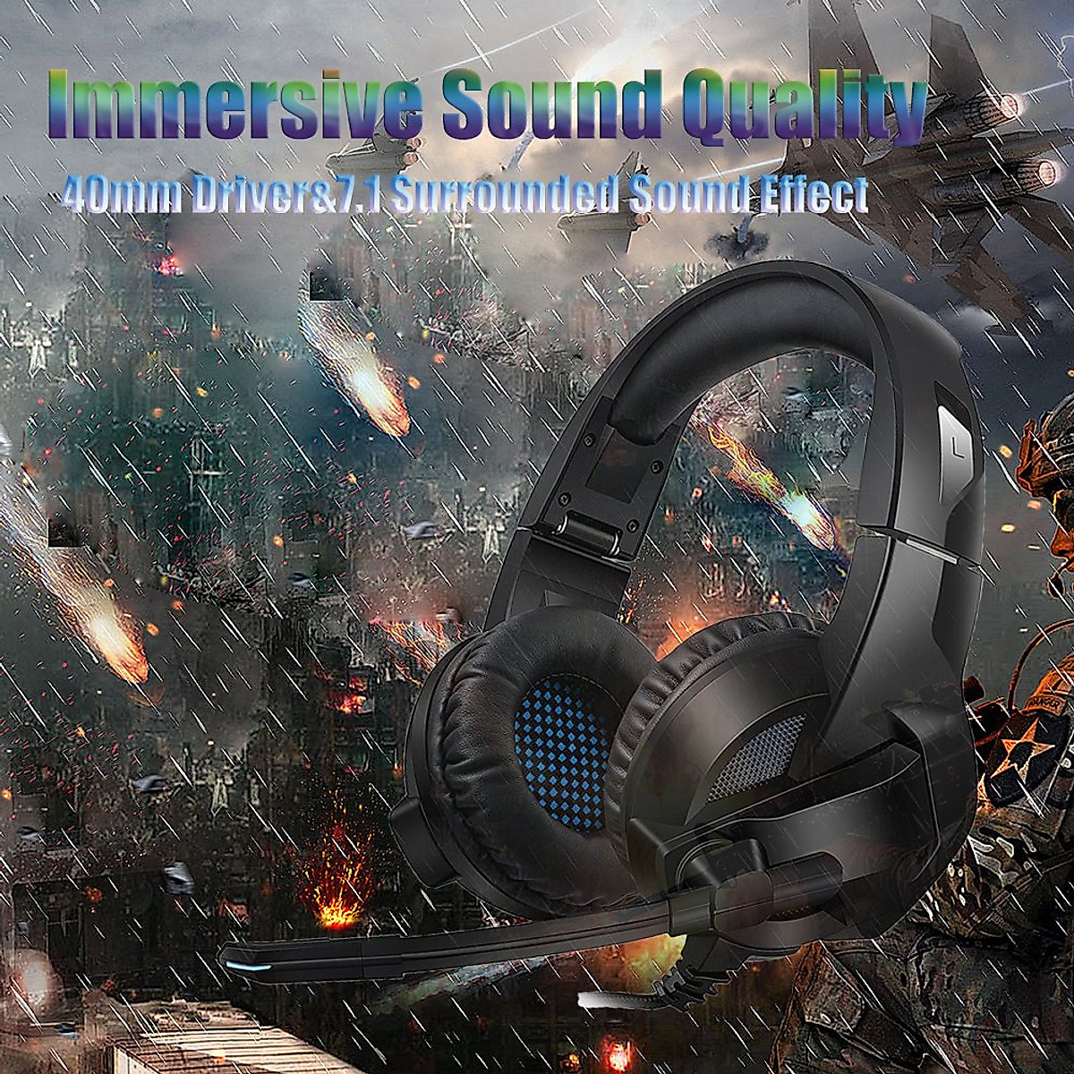 Ceppekyy Gaming Headset for Xbox One,PS4,PC,Noise Cancelling Over Ear Headphones with Mic&Stereo Surround Sound for Laptop Mac Nintendo Switch Games