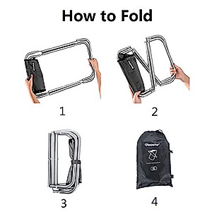 LFSEMINI Camping Stool, 16in Tall Large Size Folding Stool with Carry Bag, Aluminum Alloy Bracket, 1.5lbs Lightweight, Load Capacity to 300lbs, for Travel, Hiking, BBQ, Fishing, Beach(Grey)