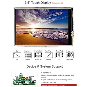 waveshare 3.5inch Resistive Touch Display, Compatible with Raspberry Pi 5/4B/3B/Zero/Zero W/Zero 2W/Pico/Pico W/Pico WH, 480×320, 125MHz High-Speed SPI