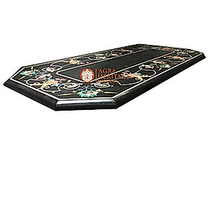 Marble Conference Dining Table Top Marquetry Inlay Floral Furniture Decor | 60"x36" Inches