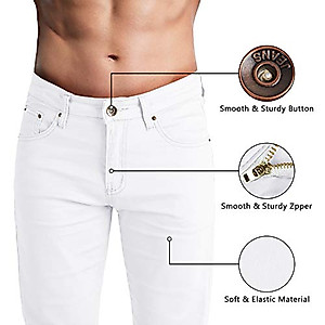 WULFUL Men's Skinny Slim Fit Stretch Comfy Fashion Denim Jeans Pants White