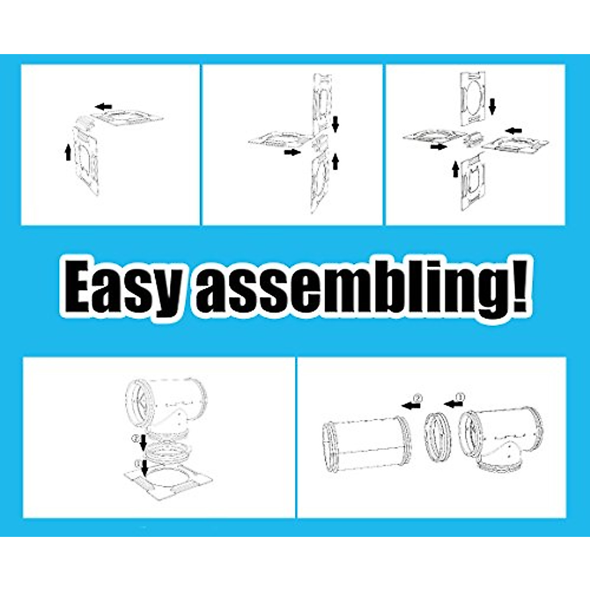 GNB PET Super Large Hamster DIY 20‘’x12''x15'' Cage Habitat with Complete Tunnel Module (Black)