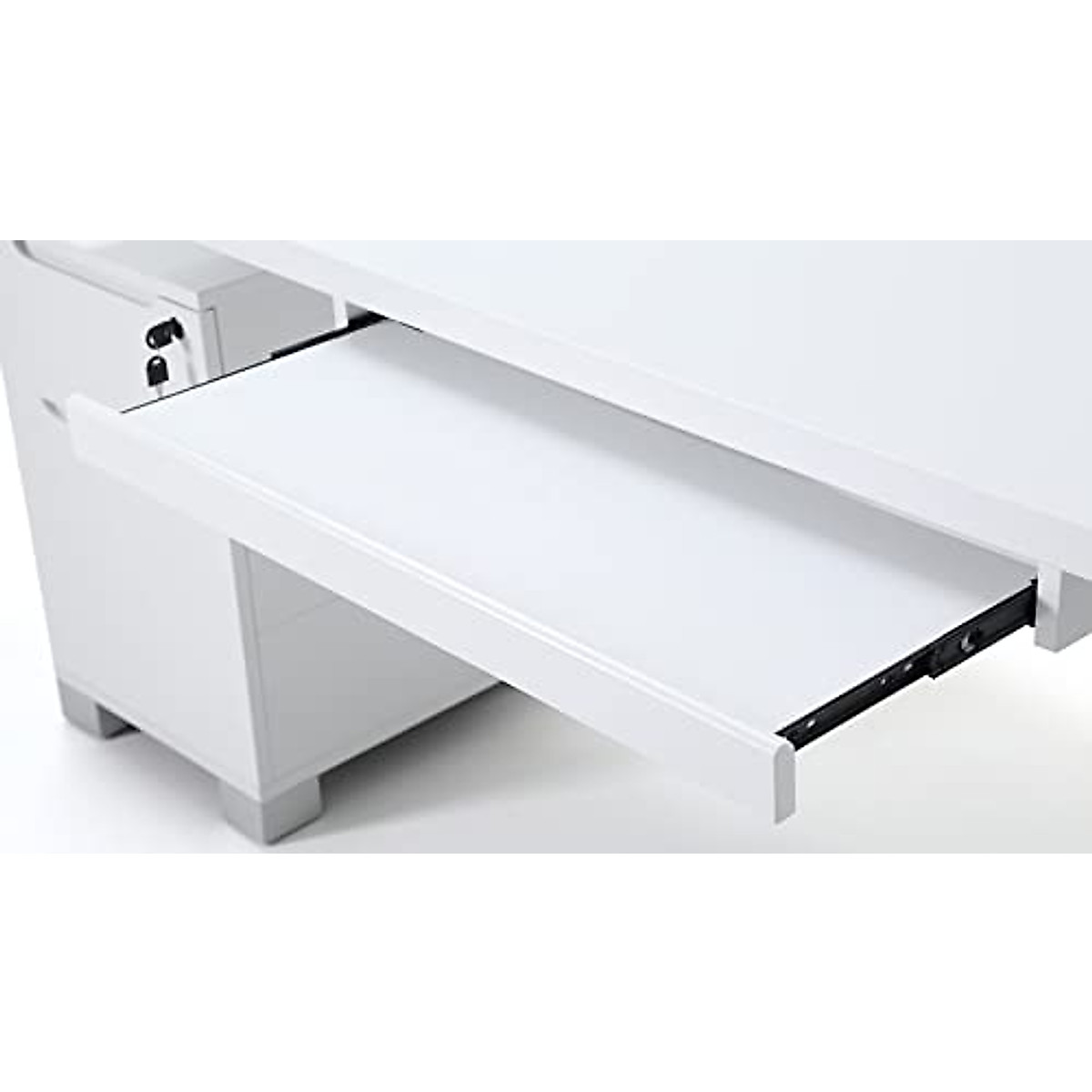 Zuri Furniture 79" Modern Ford Executive Desk with Filing Cabinets - White