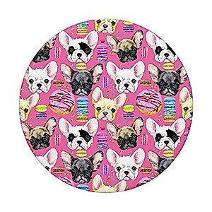 Pink Frenchie French Bulldog Dog Pattern Print Doggie PopSockets PopGrip: Swappable Grip for Phones & Tablets
