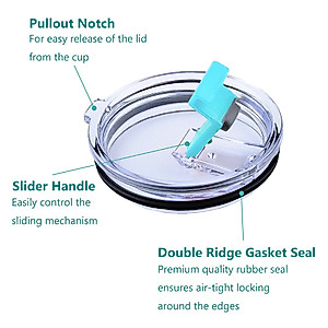 Tumbler Replacement Lids, IHUIXINHE Spill Proof and Splash Resistant Lid for Rambler, Ozark Trail, Rtic, BPA Free & Straw Friendly (30 Oz)