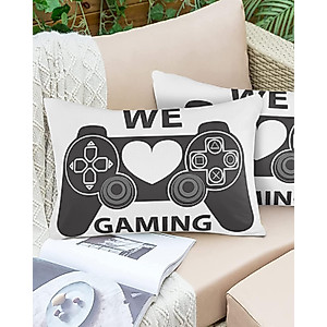 Pillow Covers 20x36 Inch - King WE Gaming Gray Gamepad Continuous Joystick Soft Brushed Microfiber Pillowcases with Hidden Zipper Closure Bed Pillow Shams for Bedroom Sofa Car