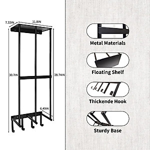 Dtructiew Camping Chair Wall Storage Rack for Garage, Metal Mount Hanging Rack for Beach Chairs, Umbrellas, and Bathroom Towels with 4 Hooks – Ideal for Garage and Camping Organization
