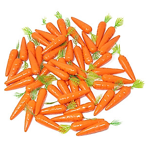 Honbay 50PCS Mini Artificial Carrots Ornament Foam Fake Small Carrots Models Decorative Bunny Carrots Vegetable for DIY Crafts Easter Party Home Decoration Photo Props
