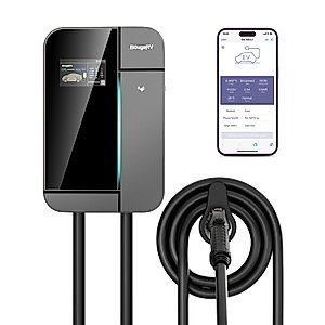 BougeRV 48 Amp Level 2 EV Charger for Home, 240V, NEMA 14-50 Plug, 25 Ft, 48A/40A/32A/24A/16A/10A Adjustable Current, Electric Car Charging Station, Waterproof Indoor/Outdoor Use