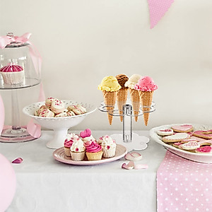 Dicunoy 3 Pack Ice Cream Cone Holder, 8 Holes Acrylic Waffle Cone Display Stand, Circle Hand Roll Sushi Stand Rack with Base for Restaurant, Party, Buffet, Wedding, Birthday