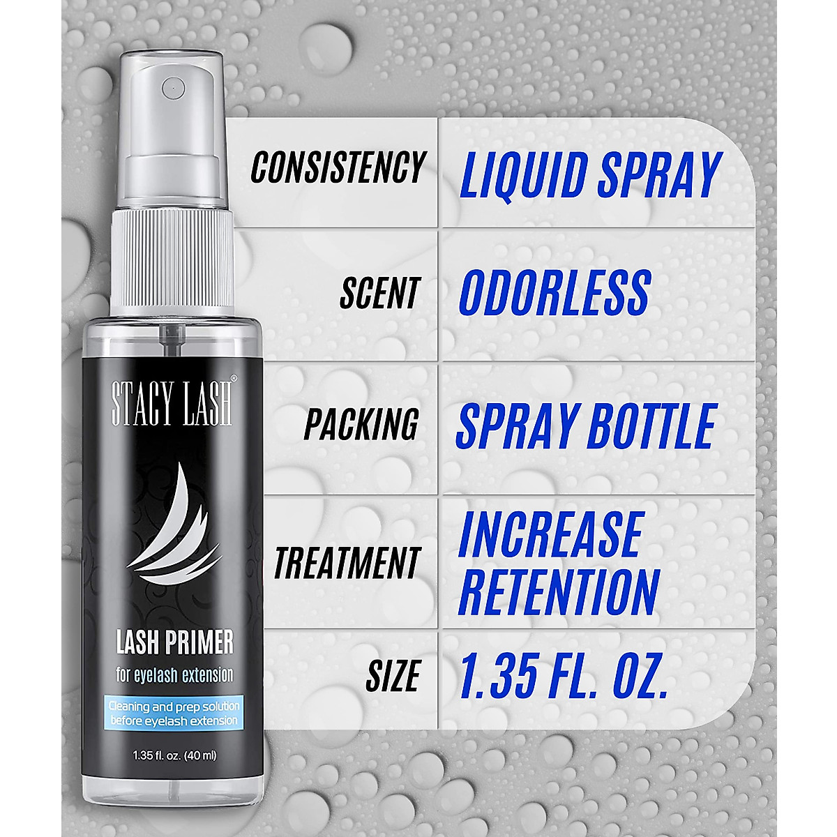 Eyelash Extension Primer/Cleanser (1.35fl.oz/40ml) Stacy Lash/Protein Oil Remover/Increase Adhesive Bonding Power Retention/Pretreatment for Individual Semi Permanent Extensions Glue Supplies