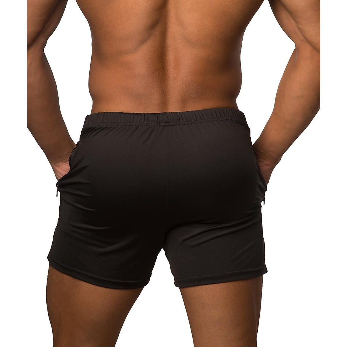 Men's Fitted Shorts Bodybuilding Workout Gym Running Tight Lifting Shorts Pants, X-Large, Black