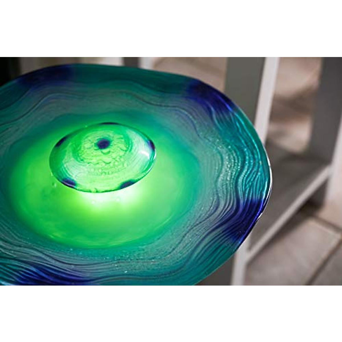 XBrand Floor Mist Fountain w/ Inline Control Glass Metal, 27 Inch Tall, Blue