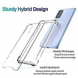 KIOMY Diamond Clear Case for Samsung Galaxy S20 5G Hybrid Hard PC Back Panel with Soft TPU Bumper [Military-Grade Drop Protection] Shockproof [Anti Yellow] Slim Fit Transparent Cover for S20 5G
