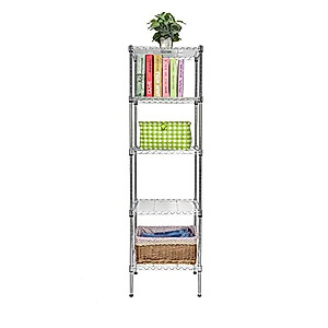 Finnhomy Heavy Duty 5 Tier Wire Shelving Unit, 18x18x59-inches 5 Shelves Storage Rack, Metal Shelving with Thicken Steel Tube, NSF Certified, Chrome
