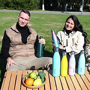 BJPKPK Insulated Water Bottles 17oz Stainless Steel Sports Water Bottles Keep Cold for 24 Hours and Hot for 12 Hours,BPA Free,Marble Jade