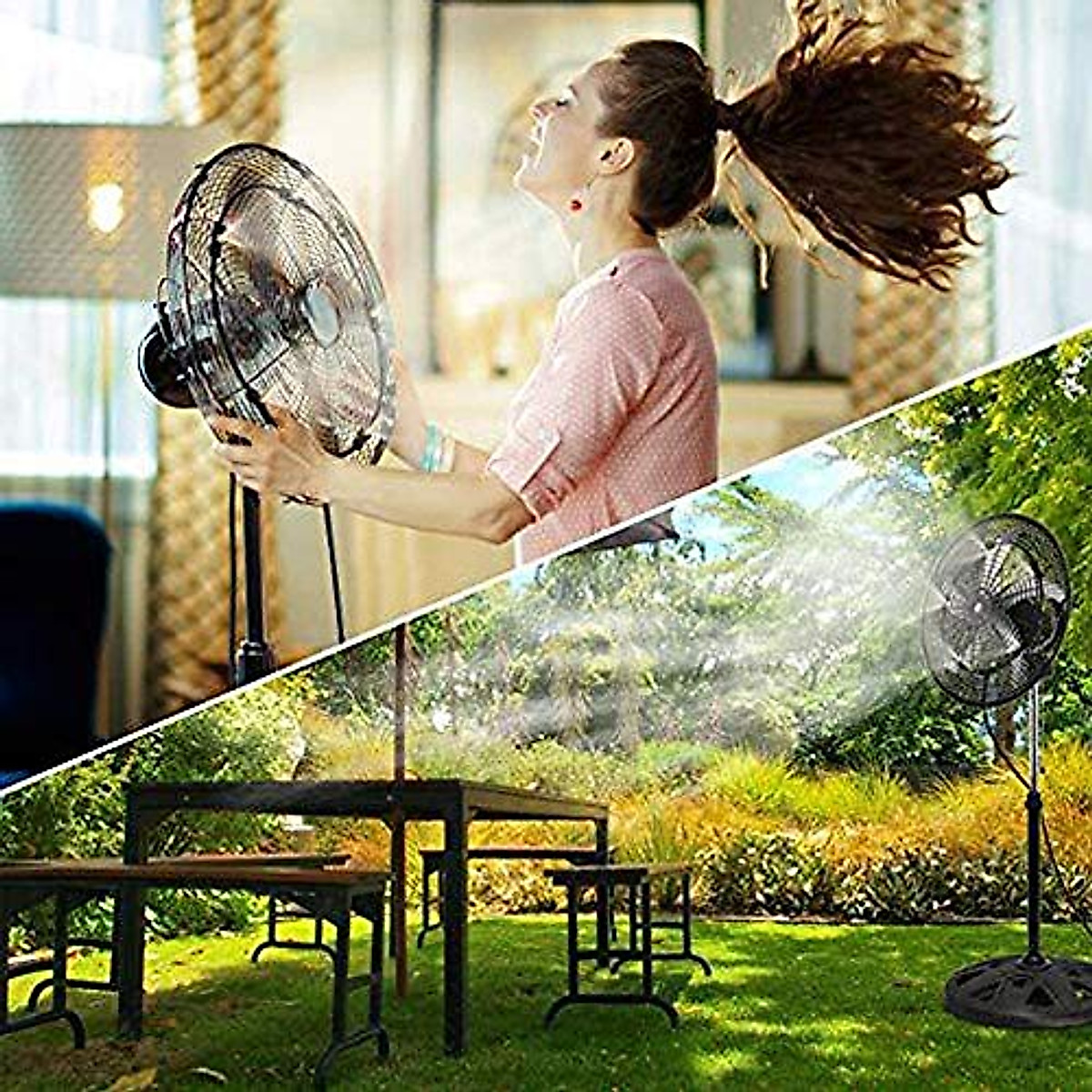 Meikelion Outdoor Misting Fan Kit Mist Cooling System Fan Kit for a Cool Patio Breeze 23FT (7M) Misting Line + 5 Copper Metal Mist Nozzles + a Copper Metal Connector(3/4'') Fit to Any Outdoor Fan
