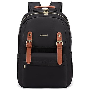 LOVEVOOK Laptop Backpack for Women College Casual Daypacks Stylish Travel Backpack Teacher Nurse Shoulder Purse Bag Fits up to 15.6Inch Laptop (Black-Brown)