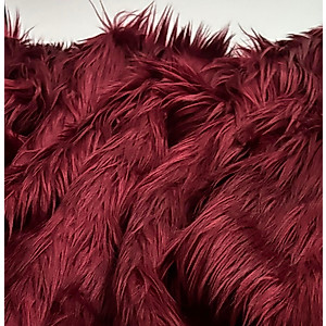 Bianna Ruby Red Burgundy Faux Fur Fabric, 60 inches Wide Options, American Seller, Luxury Shag Shaggy Material for Crafting, Sewing, Costumes, Fursuits, Home Decor (12x12 inches)