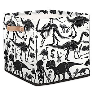 Tablerazzi Dinosaur Bone Cube Storage Bin, 13 Inch Collapsible Fabric Storage Cube Bin, Foldable Cube Baskets for Shelf, Closet, Organizer