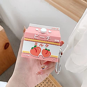 HENJI Case for Airpods 3 2021 New, 3D Cute Strawberry Milk Box Earphone Cases for AirPods 3rd Generation, Cartoon Cover for Earpods Earbuds, for Women Girls Teens (Strawberry Juice)