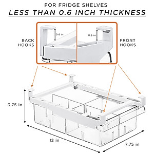 Sorbus Pull Out Fridge Drawer - Attachable Deli Drawer - Adjustable Refrigerator Storage Bin - Clear Plastic Kitchen Accessories
