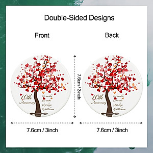 10th Anniversary Ornament, Gifts for 10th Wedding Anniversary, 10 Year Anniversary Valentines Gifts for Couples,Her,Him, 2.9" Ceramic 10 Year Anniversary Christmas Ornaments 2024