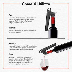 Coravin Pivot Wine Preservation System - Preserve Wine for 4 Weeks - Includes the Pivot System, 1 Capsule, 2 Wine Bottle Stoppers & 1 Bottle Sleeve - By-the-Glass Wine Saver System - Black